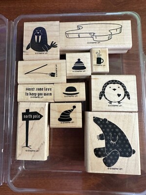 Stampin Up Wood Mount Set ~ Cold & Cuddly ~ Walrus Penguin Polar Bear ...