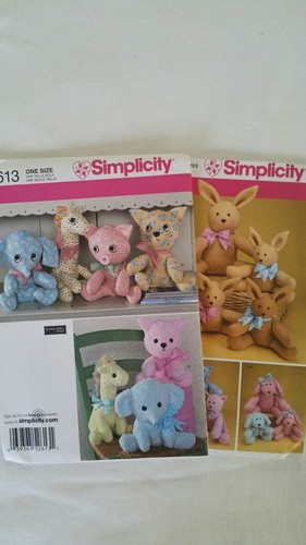Small Animal Simplicity Patterns 3779 And 2613 Bunny,Giraffe, Elephant ...