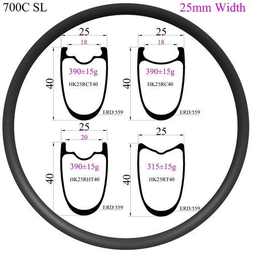 Superlight 700C Symmetry Carbon Road Rim Width 25mm Depth 40mm Tubeless ...