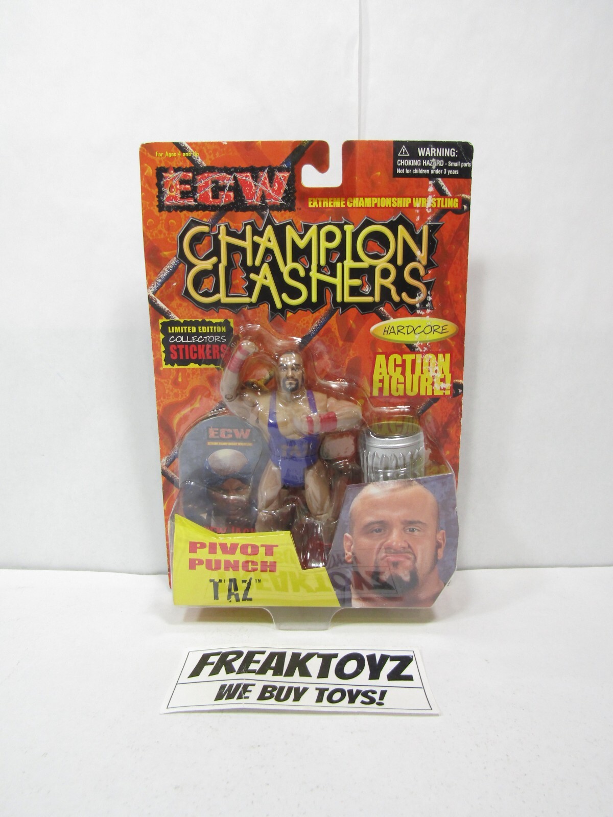 2000 ECW OSFT Taz Wrestling Figure MIP Champion Clashers Tazz TNA ...