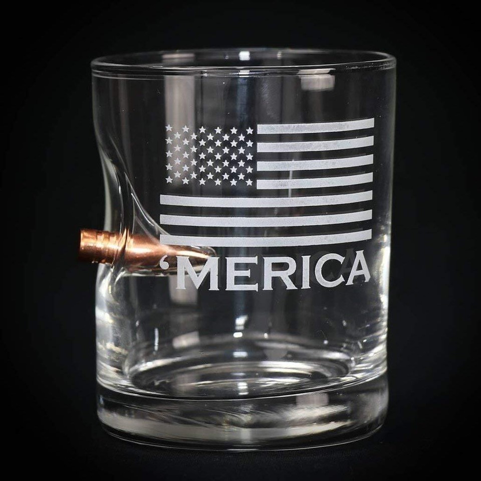 Original BenShot Rocks 'MERICA Glass w/Real Bullet Wedding Military ...
