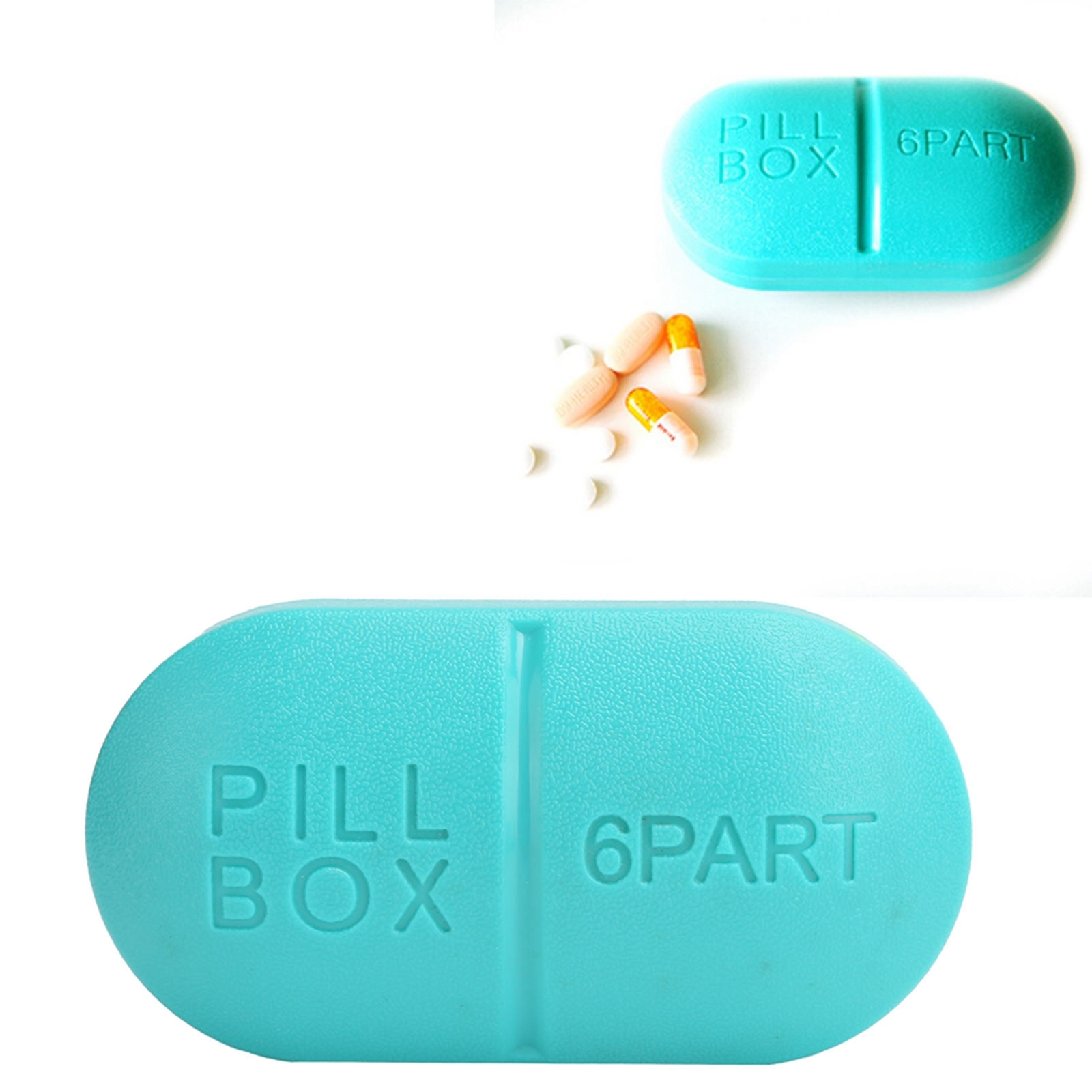 HO (6 Grid Blue)6 Grid Mini Pills Case Portable Medicine Box Travel ...