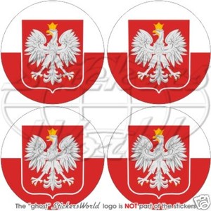 POLAND Polish Flag-Coat of Arms Roundels 50mm (2") Vinyl Stickers ...