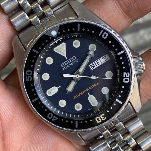 RARE Seiko SKX013 Automatic Mid-Size Day Date Black Dial Diver Watch ...