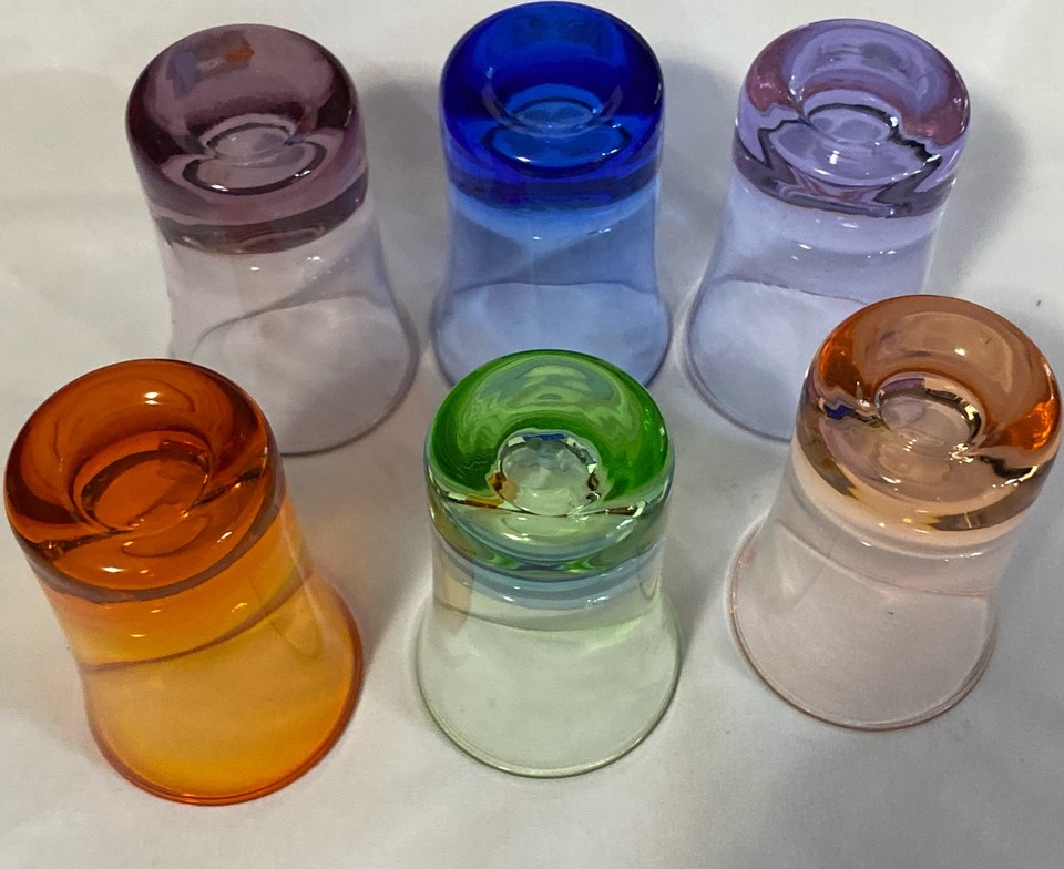 Set 6 Multi Color Thick Bottom Art Glass Shot Glasses 2.75”x 1.65 ...