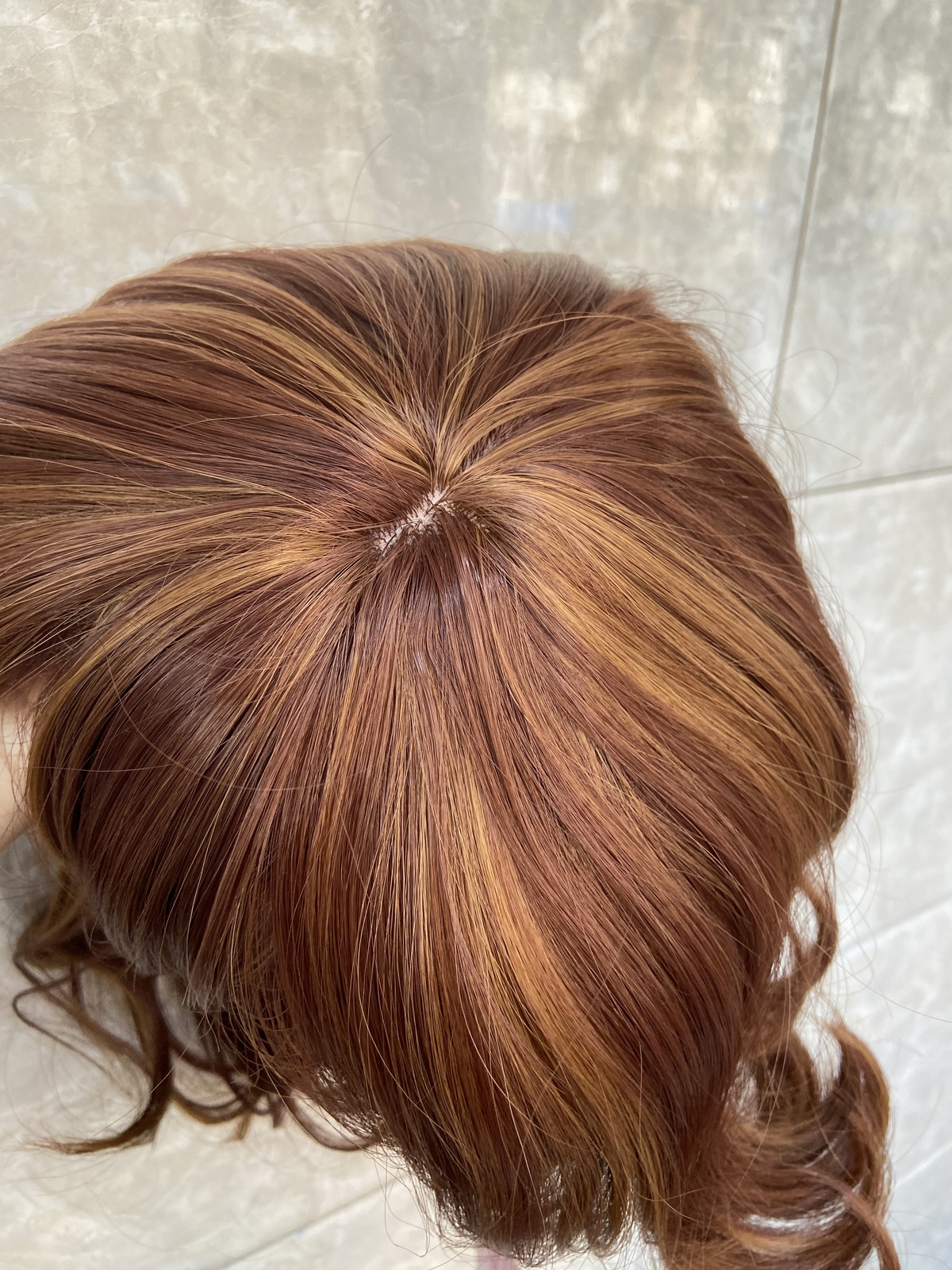 Real Photo Medium Length Flip Bottom Wavy Highlight Synthetic Hair Wigs ...