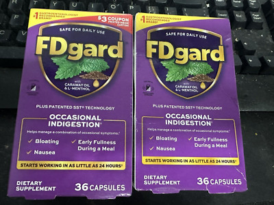 2 packs FDgard OCCASIONAL INDIGESTION 36-CAPSULES EXP:02/2027+ total ...