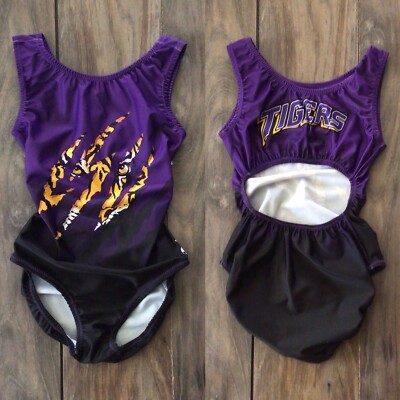 NWT Louisiana State University LSU College Purple Open Back Gymnastics ...