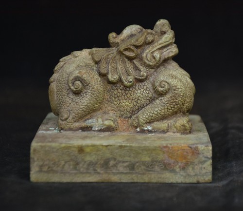 3.8" Ancient Chinese Bronze Ware Dynasty Dragon Beast Seal Stamp Signet ...