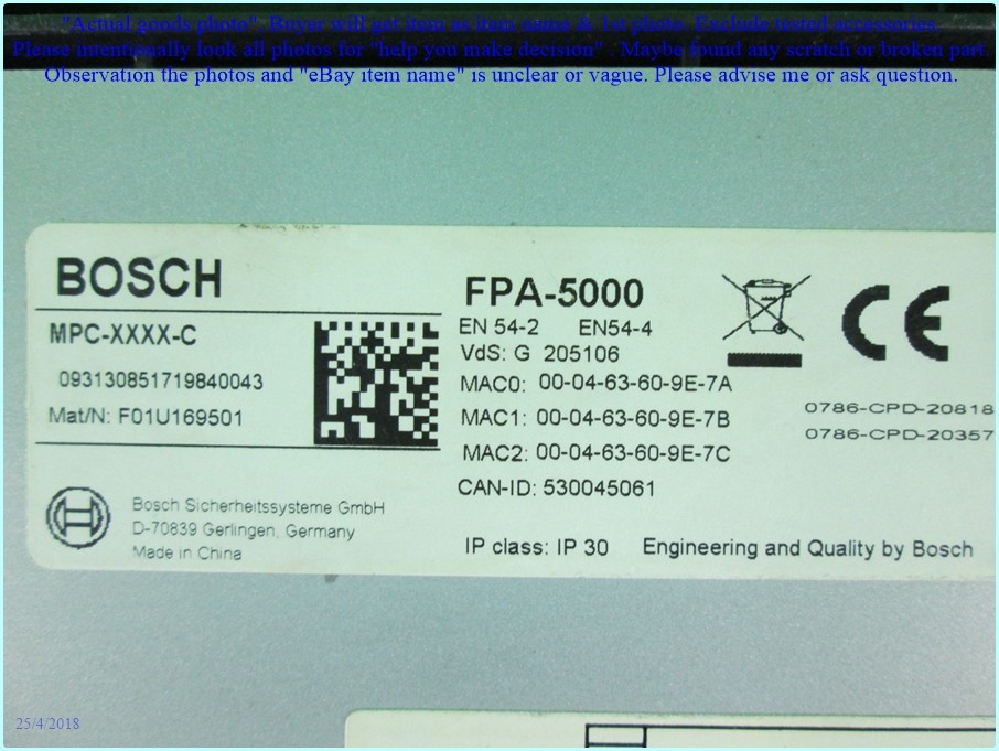 Bosch FPA-5000 MPC-XXXX-C, Control Fire Alarm module as photo, sn:0043 ...