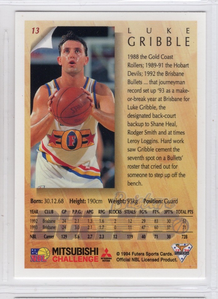 Australian Basketball Card 1994. #13 Luke Gribble NBL | eBay