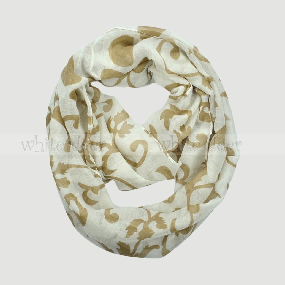 Floral Print Flower Leaf Block Circle Loop Wrap Infinity Scarf Multi ...