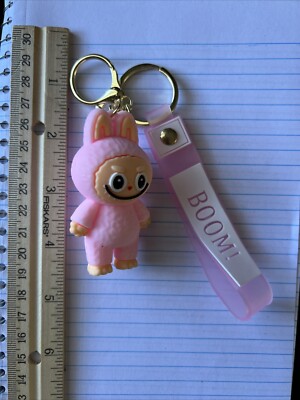 Labubu Pink Rubber & Metal Keychain New! Fast Shipping! | eBay