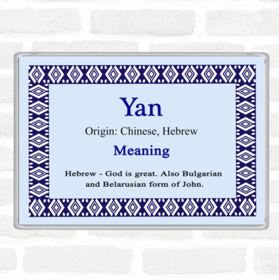 Yan Name Meaning Jumbo Fridge Magnet Blue | eBay UK