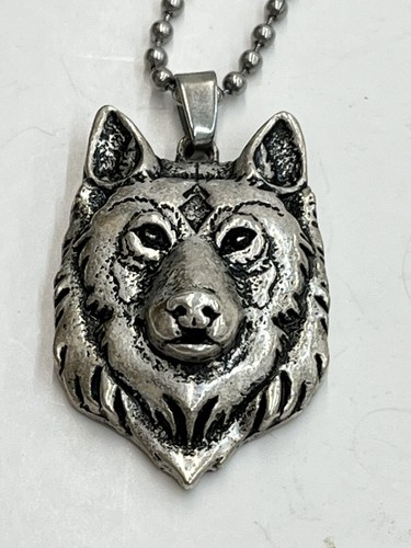 STAINLESS WOLF HEAD PENDENT NECKLACE W/ 20” CHAIN | eBay