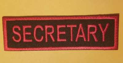 SECRETARY Club Officer Embroidered Patch red approx 1.25x4" | eBay