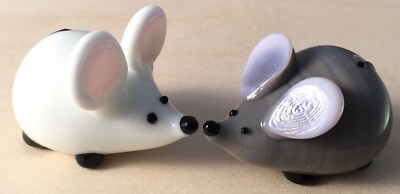 pair of glass mice 2 mice glass mouse figurines x 2 handmade glass mice ...