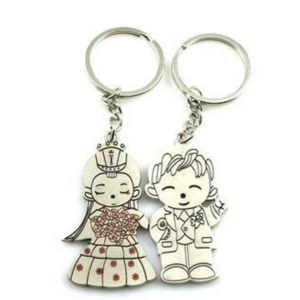 Wedding Bride Groom Silver Metal Couple Keyrings Set Lovers Puzzle Key ...