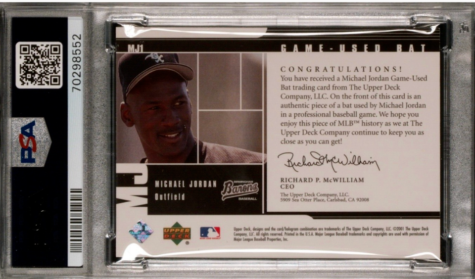 GAME-USED BAT Michael Jordan 2001 Upper Deck Prospect Premieres ...