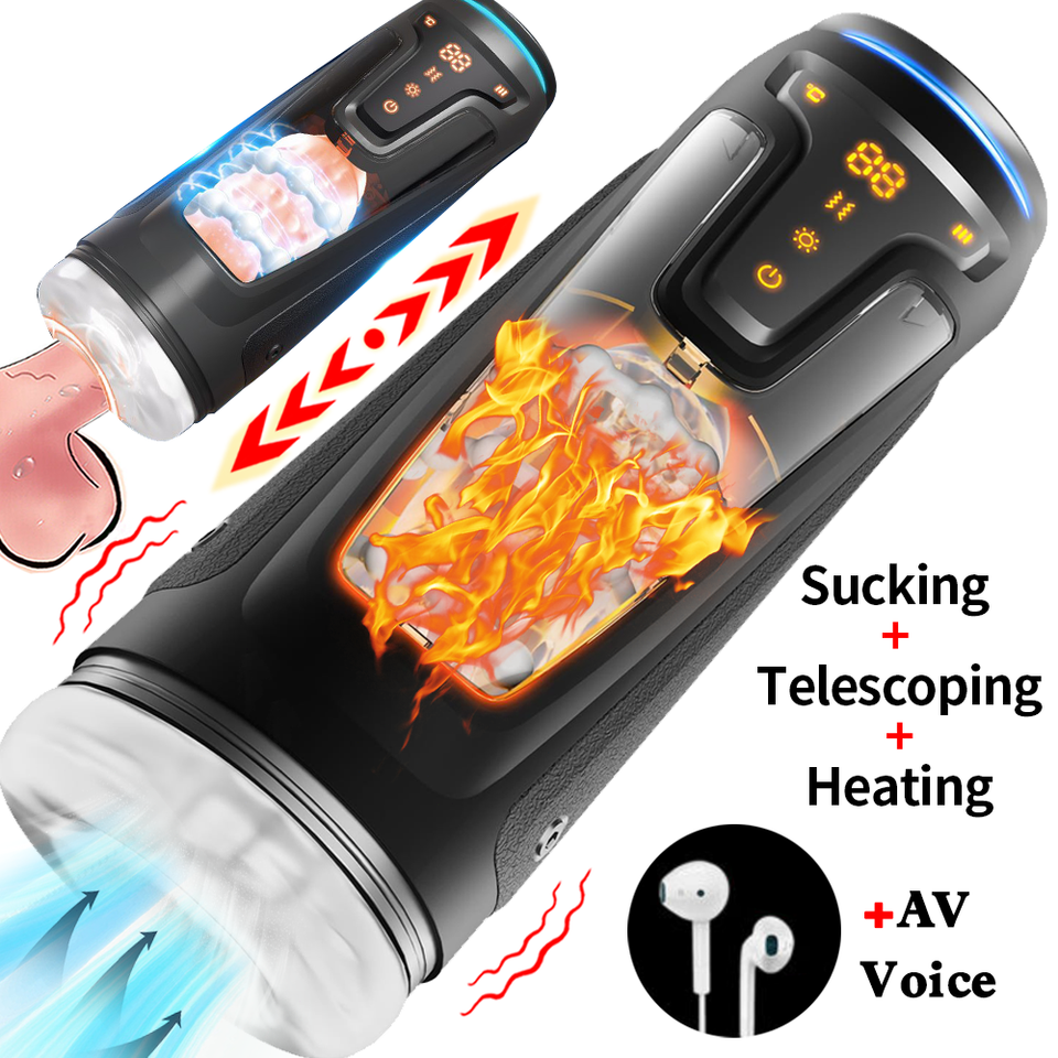 Male Masturbaters Automatic Sucking Telescopic Cup Oral Men Sex Toy ...