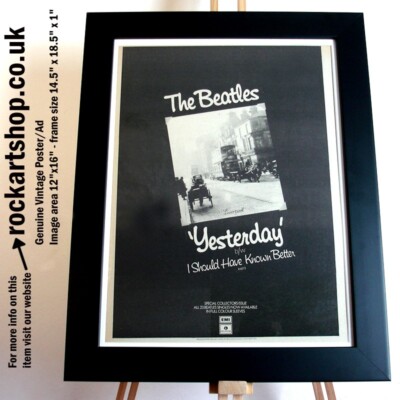 THE BEATLES Yesterday 1976 Poster Ad FRAMED John Lennon Paul McCartney ...