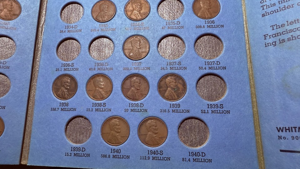 Whitman Lincoln Cent Album 1909–1940 w/ 43 Different Wheat Cents ...