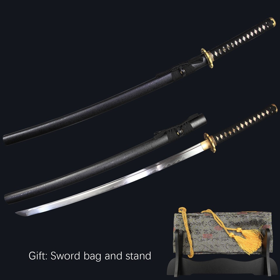Samurai Sword Damascus Steel Clay Tempered 40.5IN Katana Sword Real ...