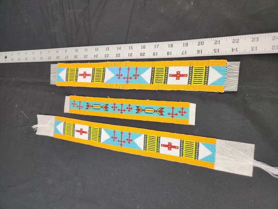 Lot Of 3 Vintage Native American 2 Handmade Beaded Sashes Arm Band /1 ...