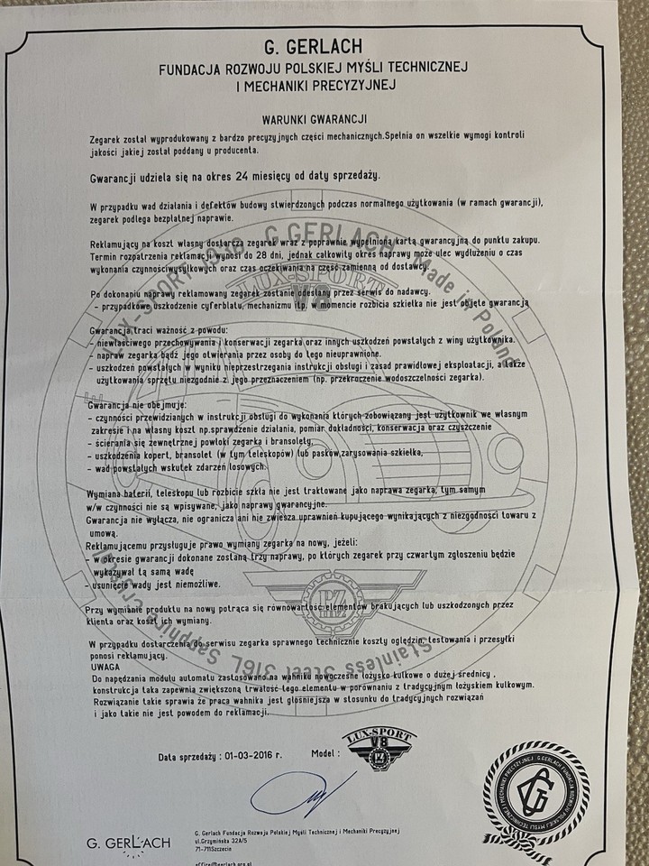 G. Gelach CWS SOKOL 1000 Men’s Automatic Chronograph Wrist Watch from ...