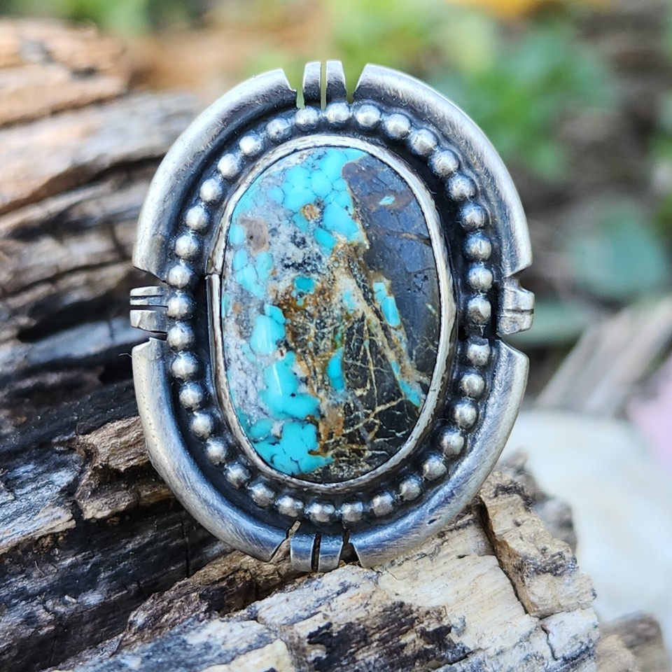Navajo Kevin Max Thunder Mountain Turquoise Ring signed sterling sz 7 ...