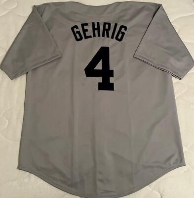 Lou Gehrig Custom Grey New York Yankees Jersey Mens Size XL | eBay