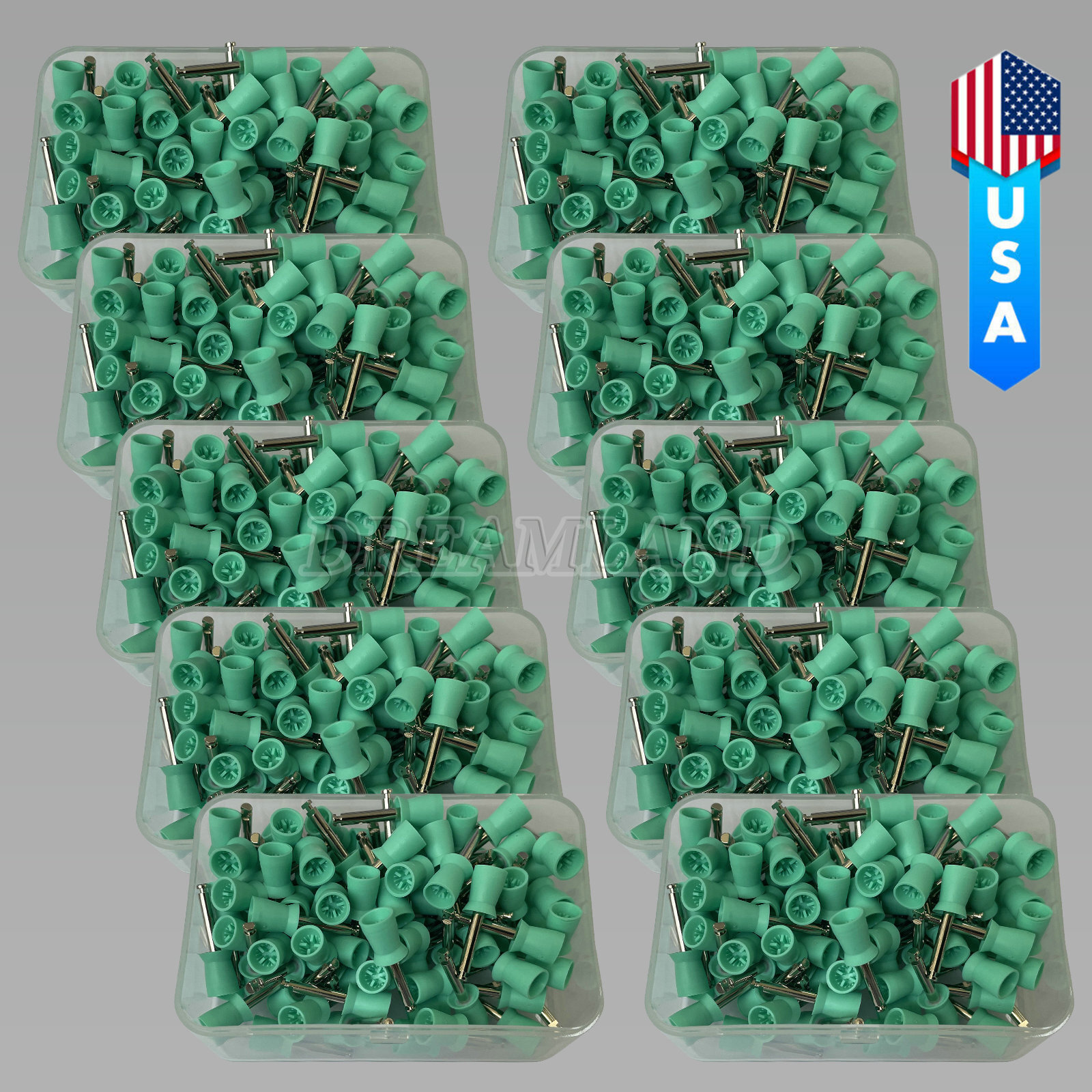 USA 1000PC/10 boxes Dental Polishing Cups Prophy Cup Latch Rubber Green ...