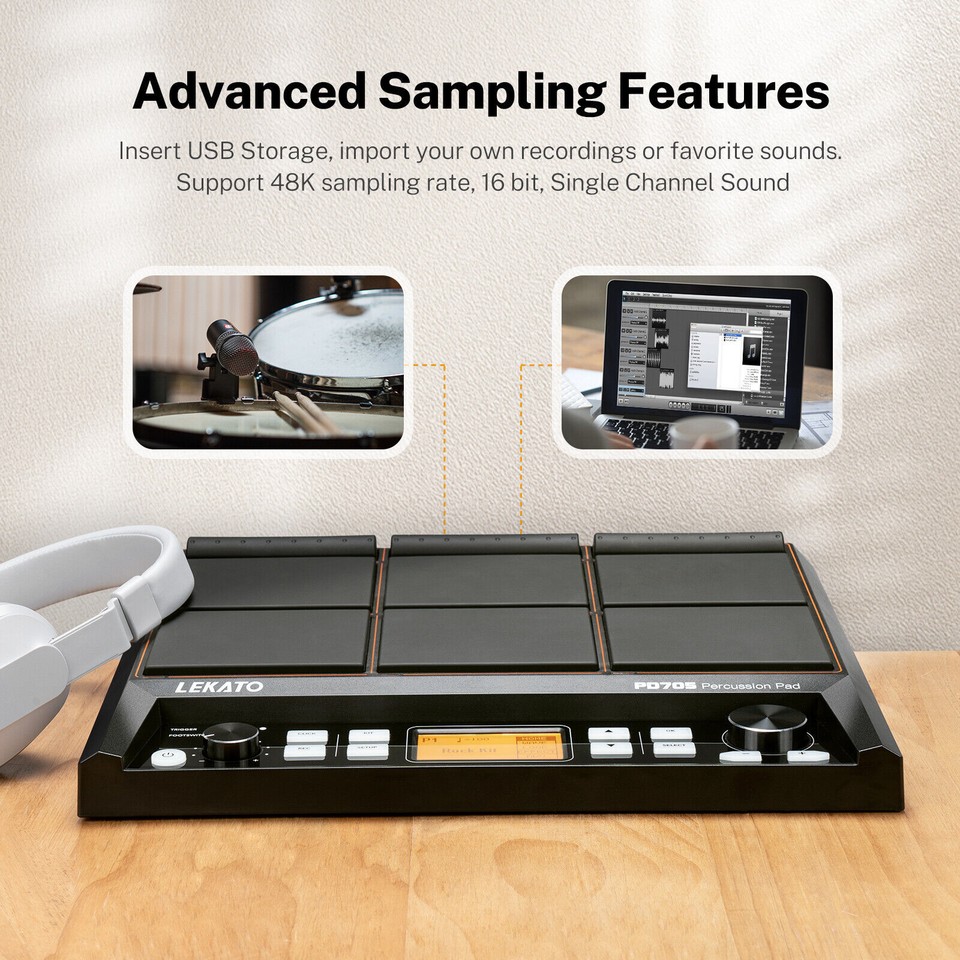 LEKATO Percussion Pad 9-Trigger Sample Pad Multipad Tabletop Drum Foot Pedal | eBay
