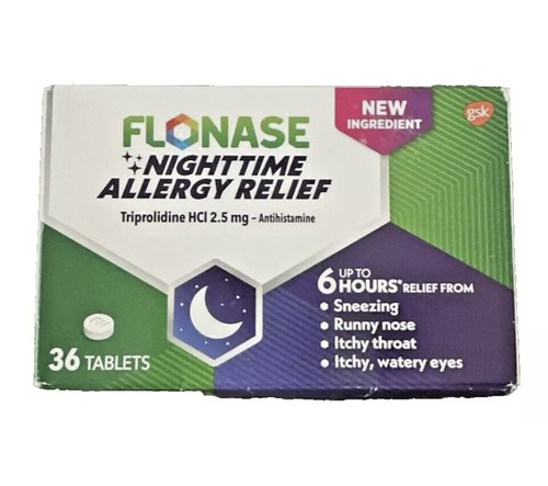 Flonase Night Time Triprolidine HCI Allergy Relief Tablets - 36 Tabs ...