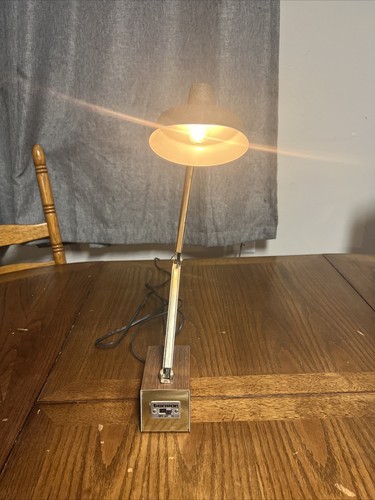Vintage Tensor Desk Lamp Wood grain Adjustable Arm Lamp OFF LO HI ...