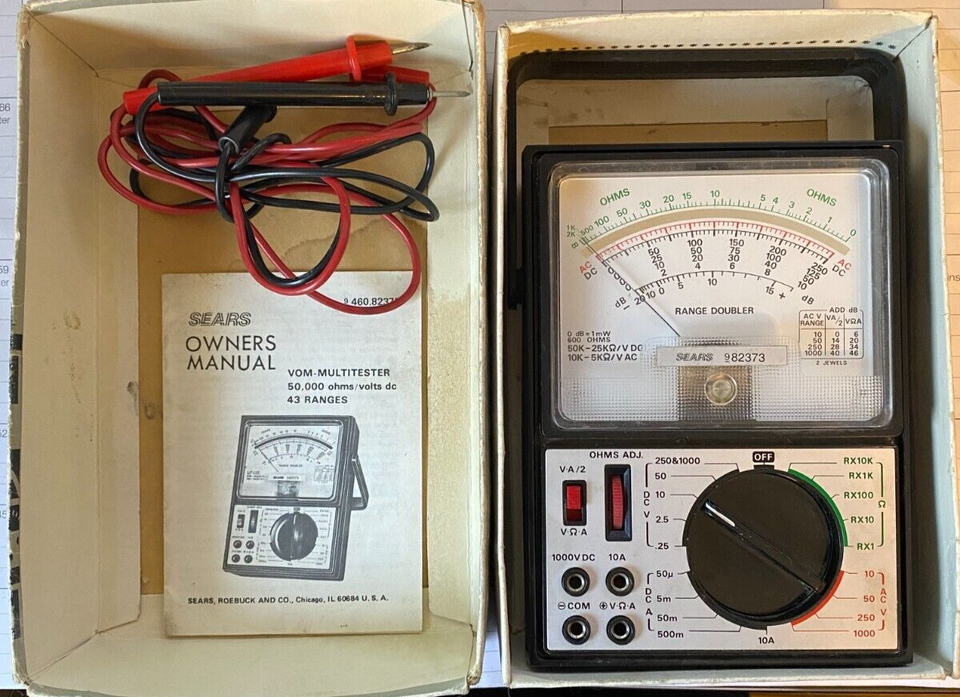 Vintage Sears Portable 43-Range Multitester, with Manual and Original ...