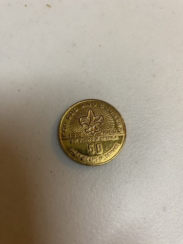 BSA Boy Scouts 1960 50 Years Service Coin Token Scout Oath NOS old ...