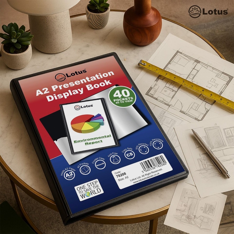 A2 Black Display Book 10 20 40 Pocket Presentation Folder Document ...