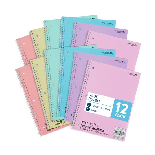Blue Summit Pastel Spiral Notebooks 1 Subject Pastel Notebooks Wide ...