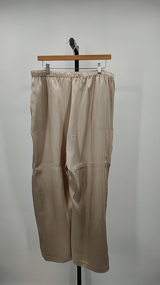Quince Women 100% Washable Silk Drawstring Wide Leg Pants Champagne XL ...