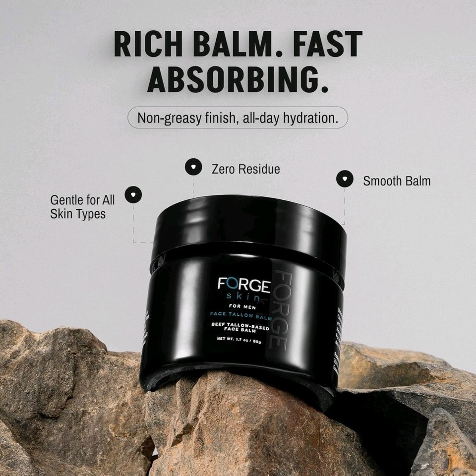 FORGE SKIN for Men Face Tallow Balm 50g Beef Tallow Hydrating Face ...