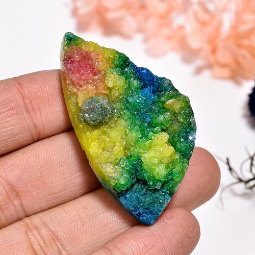 Bio Color Druzy Fancy Cabochon Loose Gemstone 71.5 Ct. 46X25X10 mm GSR ...