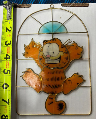 Garfield the Cat Capiz Shell Suncatcher Garfield hanging in window ...