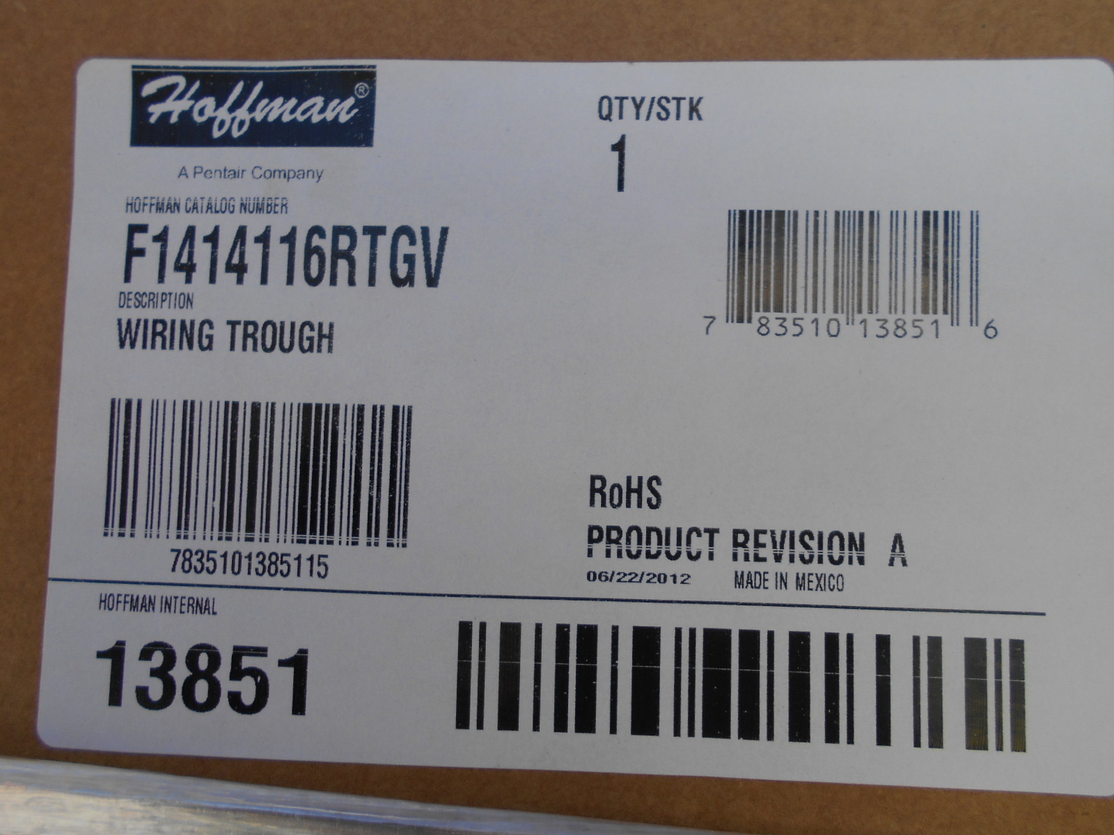 HOFFMAN WIRING TROUGHS F1414116RTGV ECONO-TROUGH NEMA TYPE 3R 14.00x14 ...