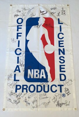 NBA Legends signed 40x24 Logo Flag Billy Cunningham, Issel, Sampson, E ...