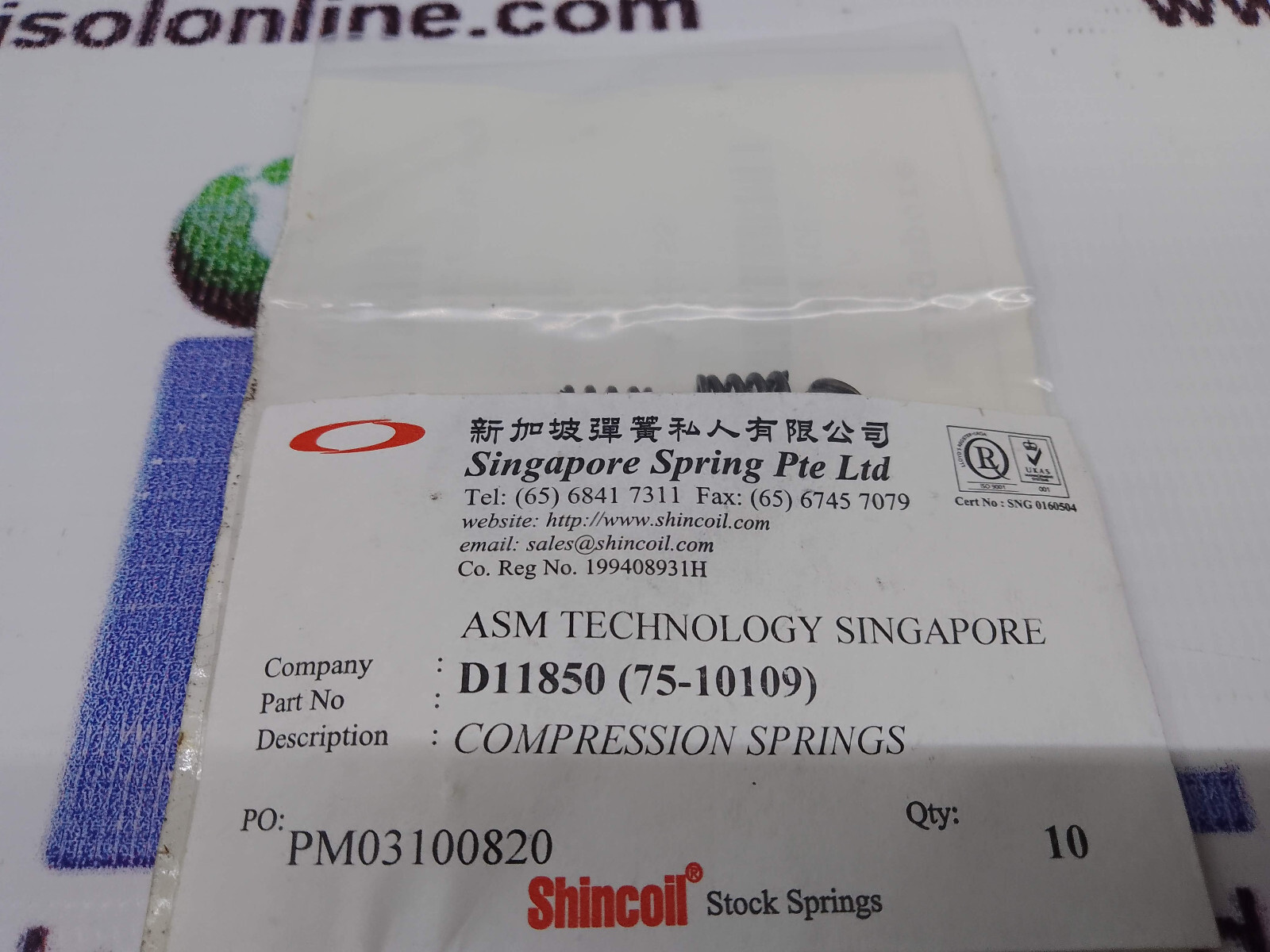 ASM D11850 (75-10109) Compression Spring Rev: A Lot of 10 Semiconductor ...