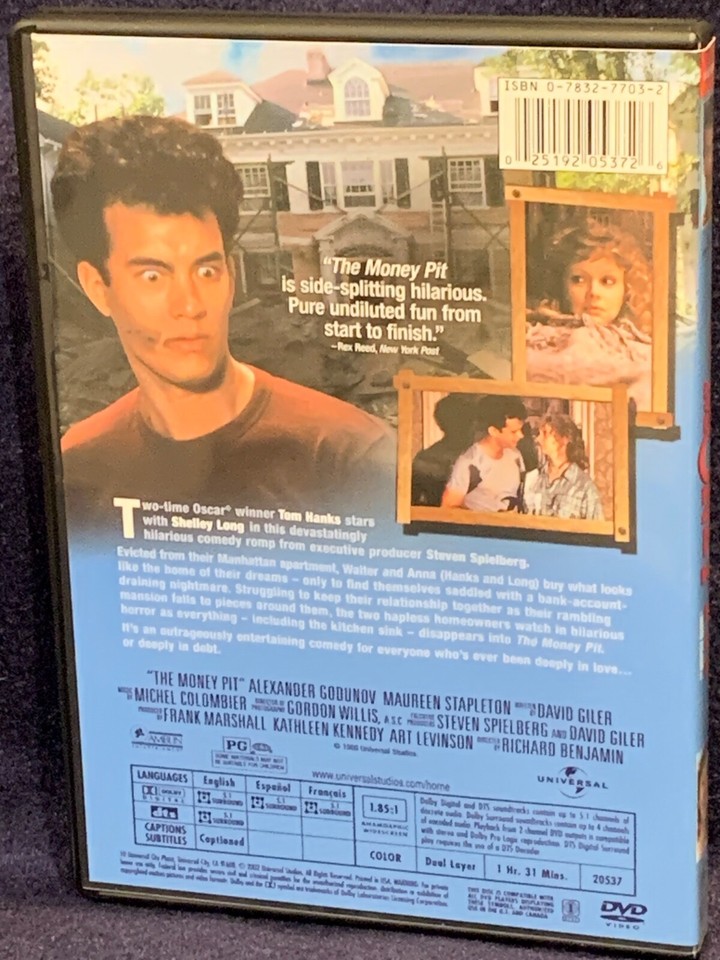 THE MONEY PIT (DVD, 1986, Universal Studios) *Tom Hanks* *Shelley Long ...