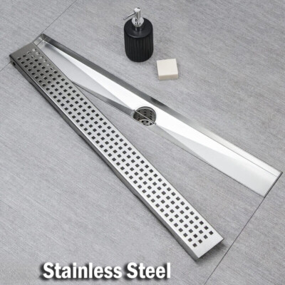 60CM Wet Room Linear Shower Floor Drain Stainless Steel Channel Gully ...