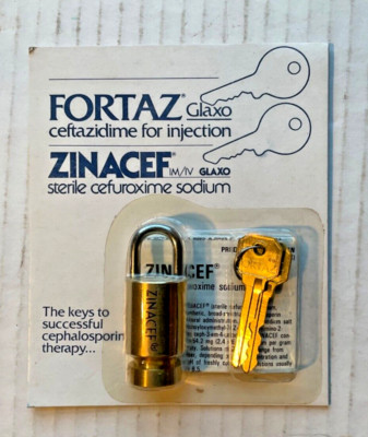 Fortaz +Z RX Pharmacy Brass Padlock+key Vtg.Advertising Cylinder Lock ...