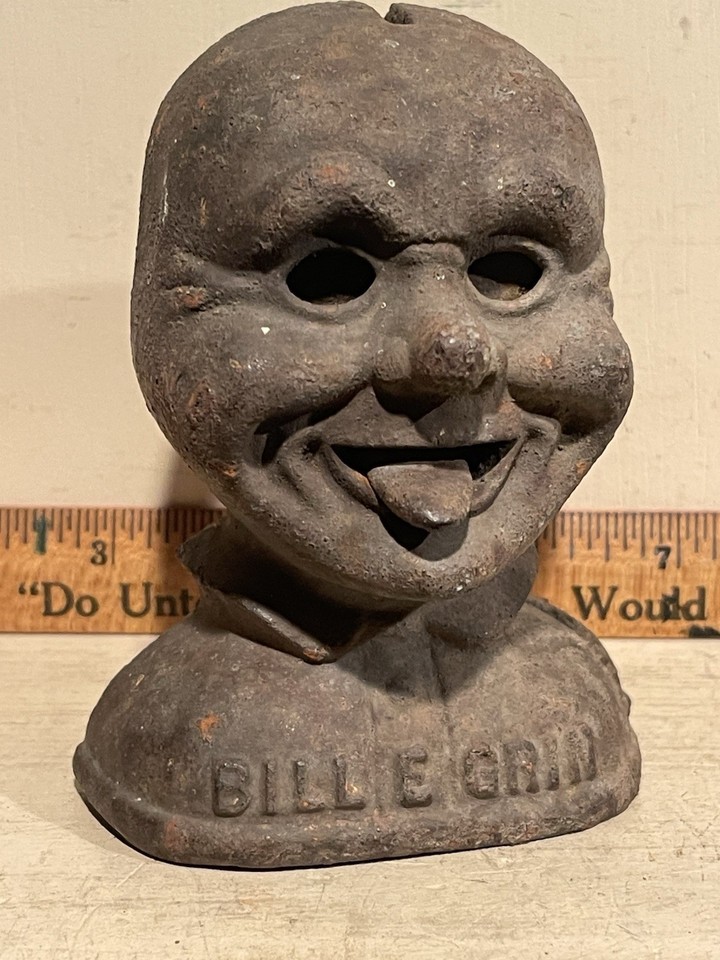 Antique Original J. & E. Stevens Bill E. Grin Mechanical Cast Iron Bank ...